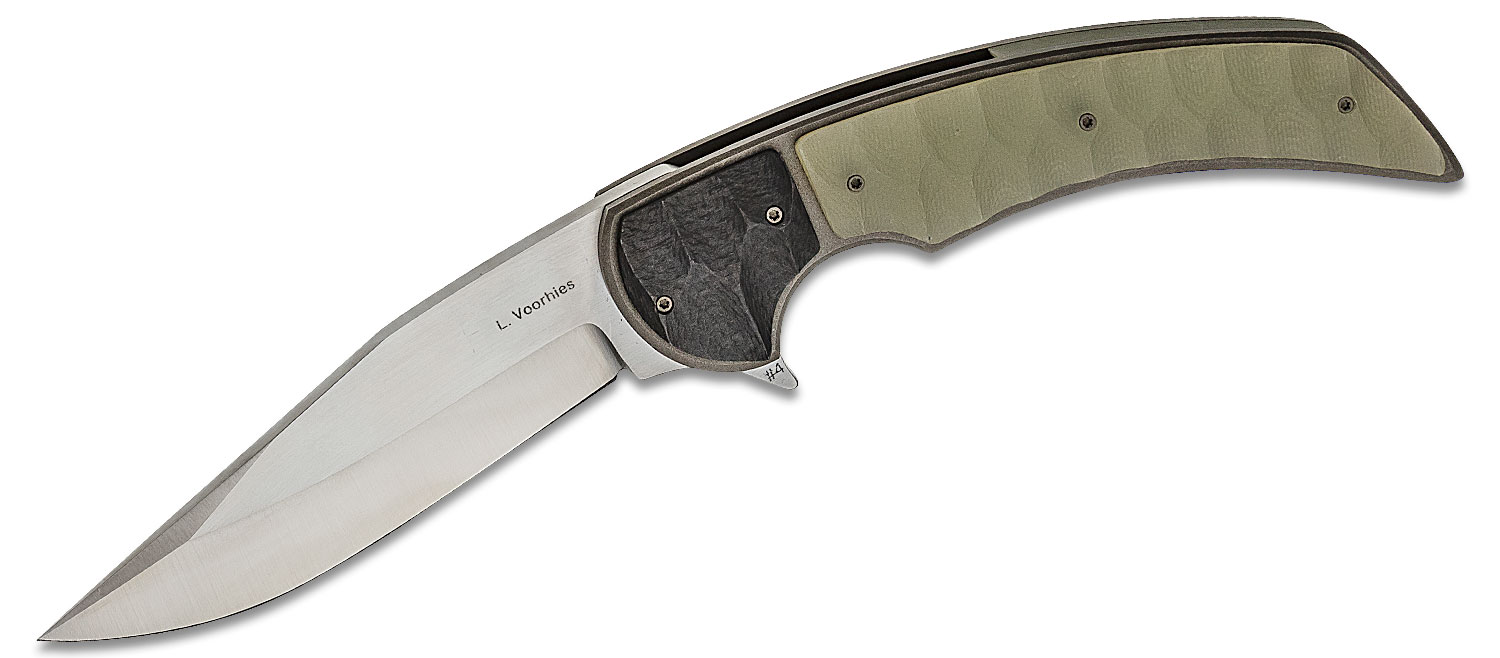 Les Voorhies Custom Abrams Flipper Knife 4.625" S30V Clip Point Blade ...