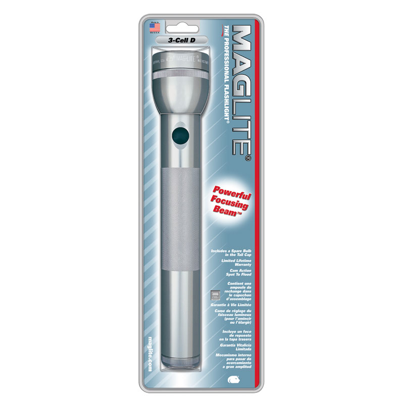 MagLite 3 D Cell Flashlight Gray - KnifeCenter - S3D096 - Discontinued