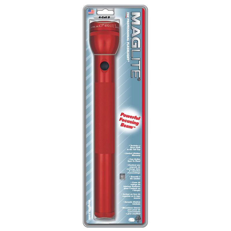 Maglite 4 D Cell Flashlight - Red Body - KnifeCenter - S4D036 ...