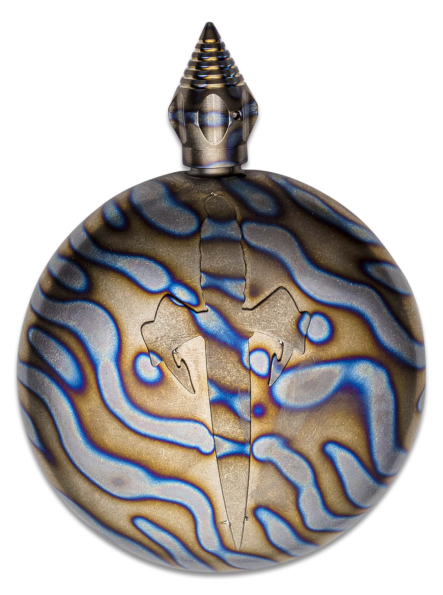 Marfione Custom Blood & Iron Tactical Round Flask, Flamed Titanium with ...