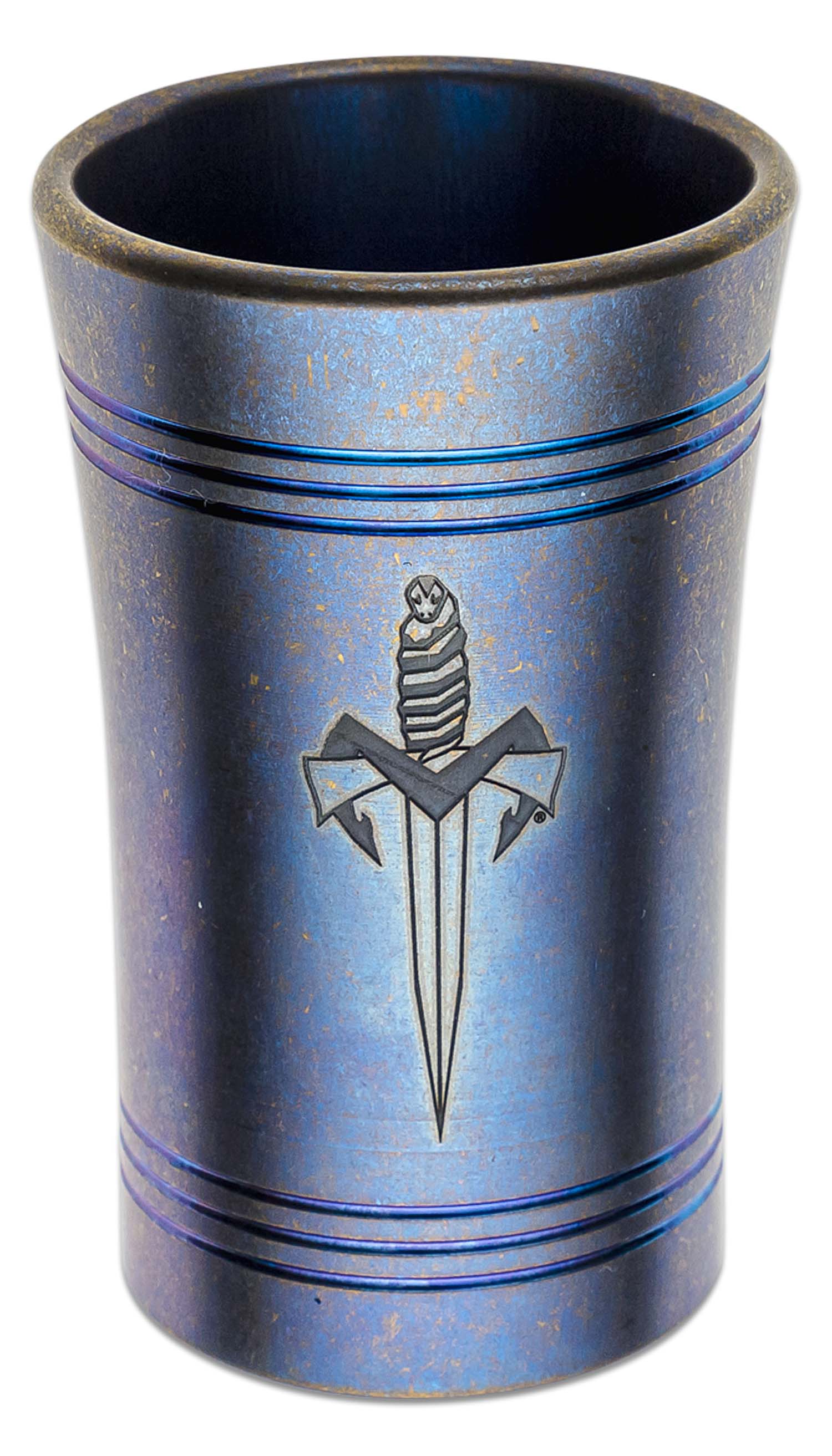 Marfione Custom Knives Blue Titanium Single Dagger Shot Glass ...