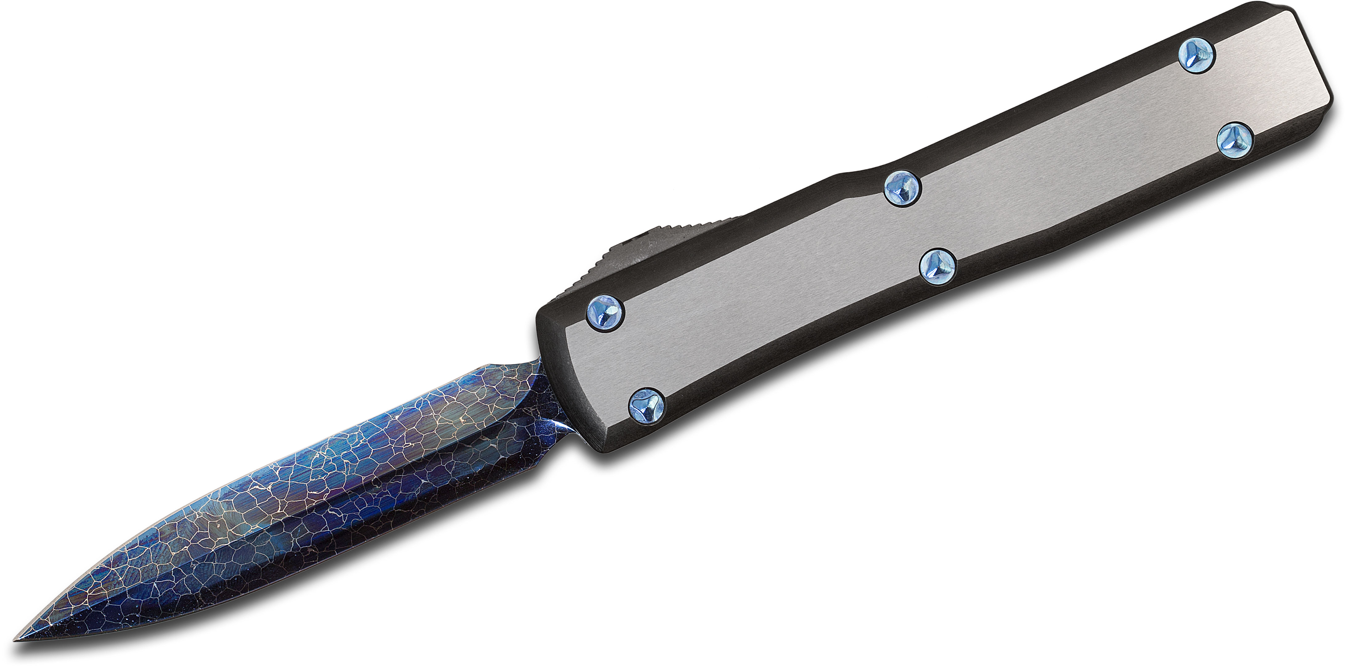 Marfione Custom Knives UT-11 OTF AUTO 3.375" Blued Dragon Skin Damascus ...