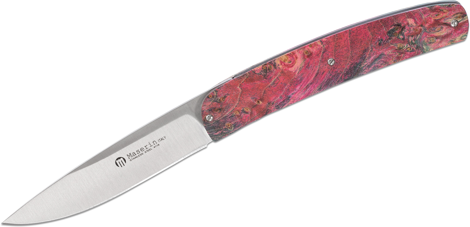 Maserin 380/RS Gourmet Folding Knife 3.875" Satin Plain Blade, Pink ...