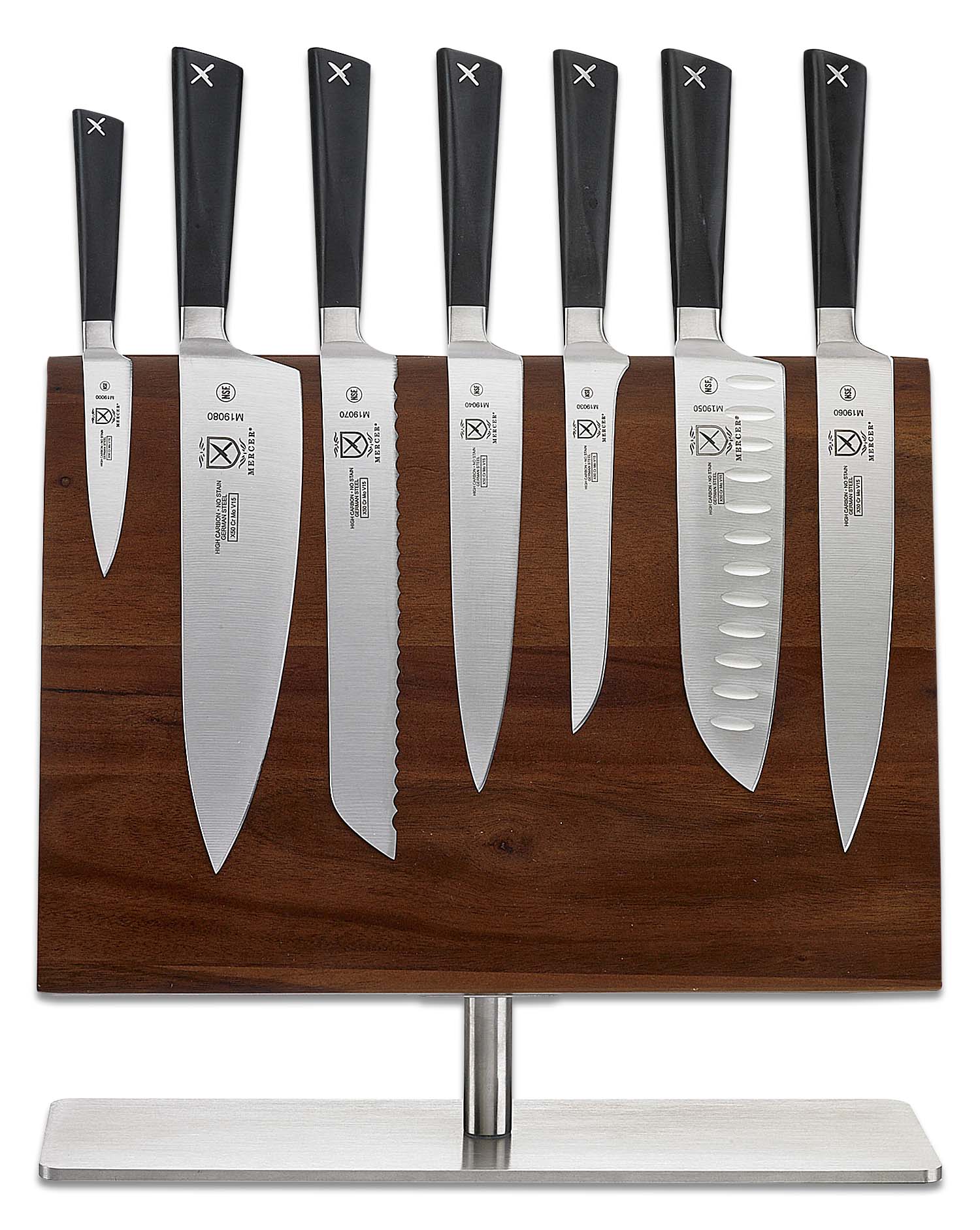 Mercer Cutlery ZuM 8 Piece Kitchen Knife Acacia Wood Magnetic Board Set ...