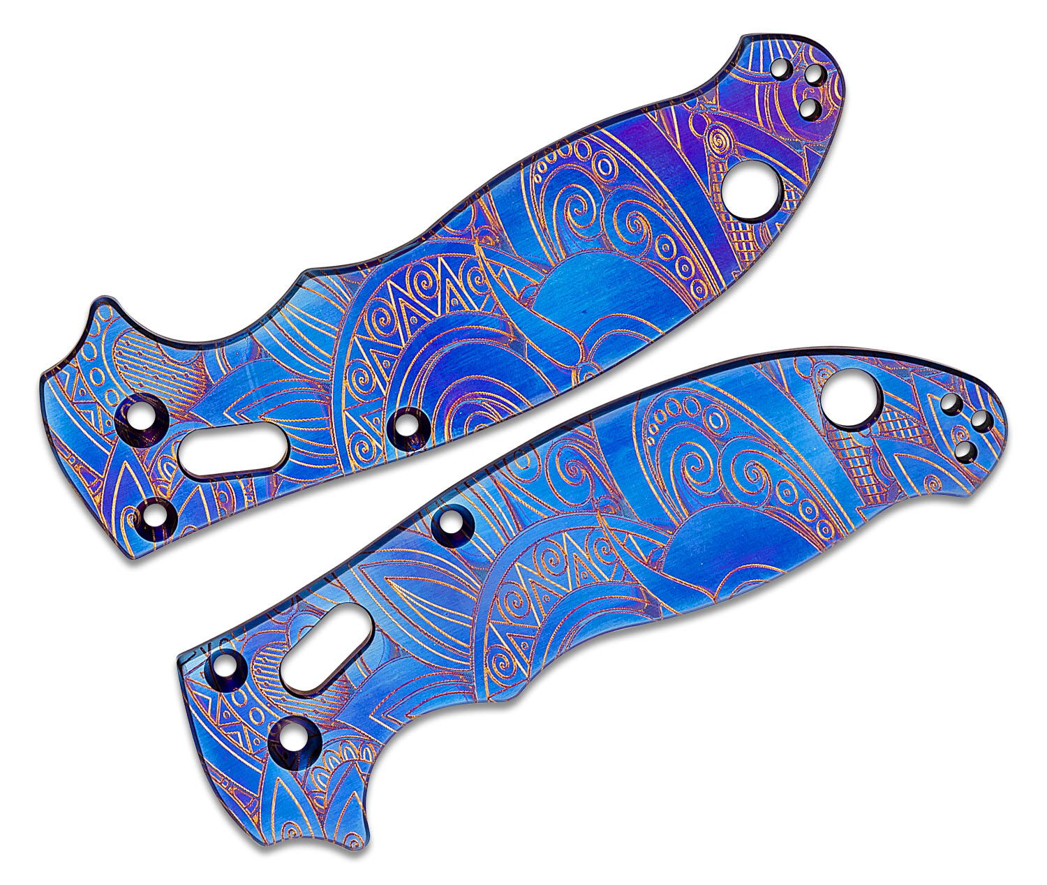 MetonBoss Titanium Spyderco Manix 2 Scales, Sunrise Heat Engraved ...