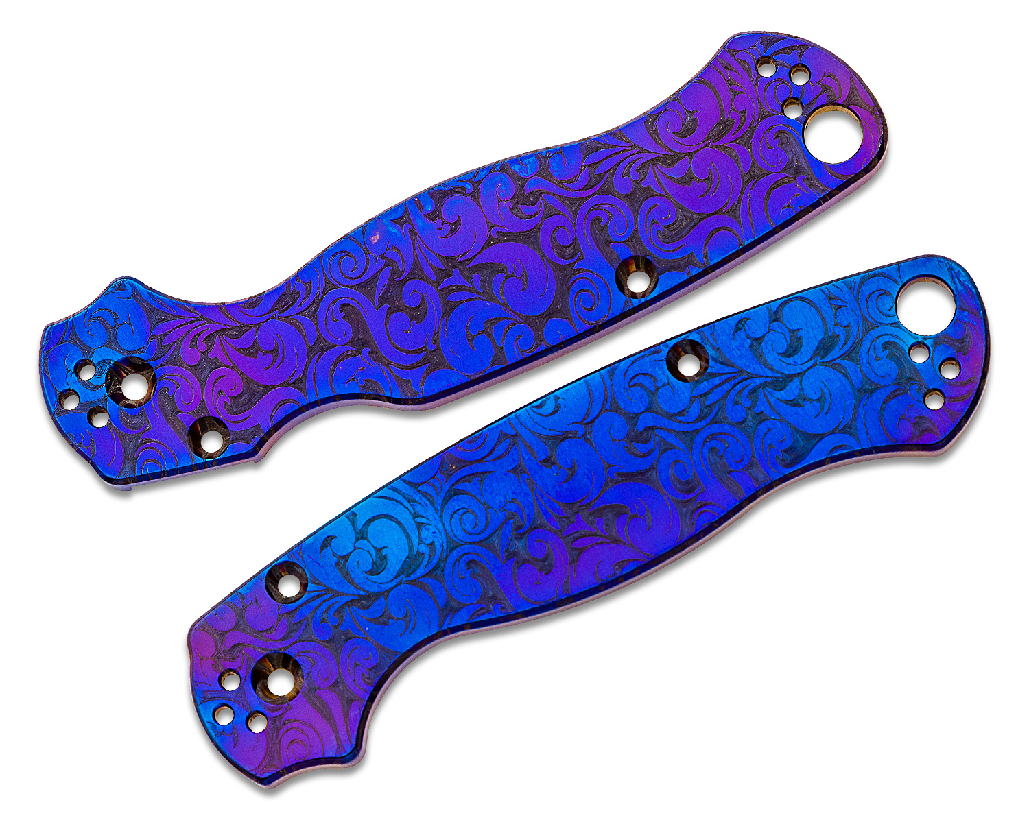 MetonBoss Titanium Spyderco Paramilitary 2 Scales, Flamed Victoria ...