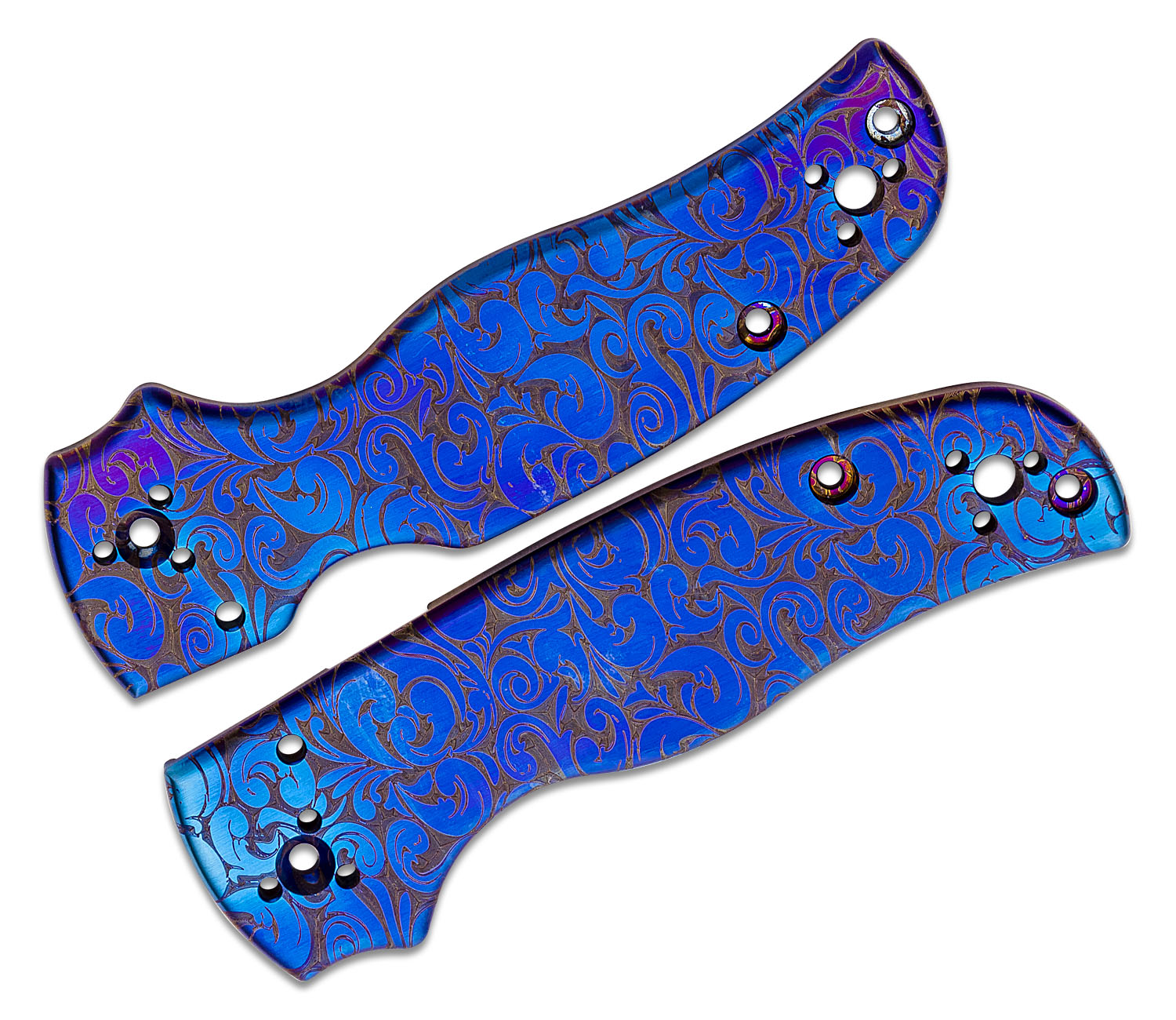 MetonBoss Titanium Spyderco Shaman Scales, Flamed Victoria Engraved ...