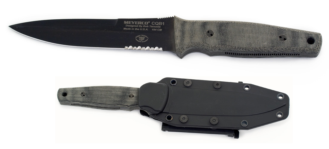 Meyerco Bob Terzuola CQB Military Fixed 5-3/4" Black Combo Blade ...