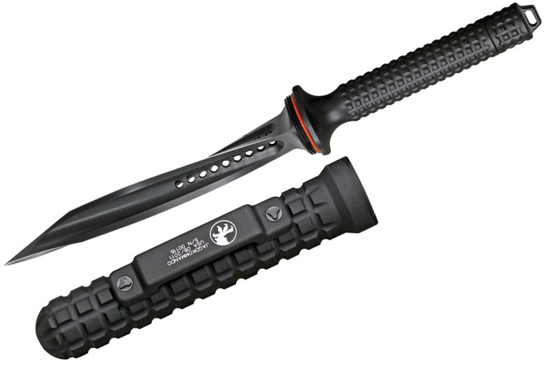 Microtech 105-1 Jagdkommando Fixed 7" Tri-Edge Dagger, Black, Black ...