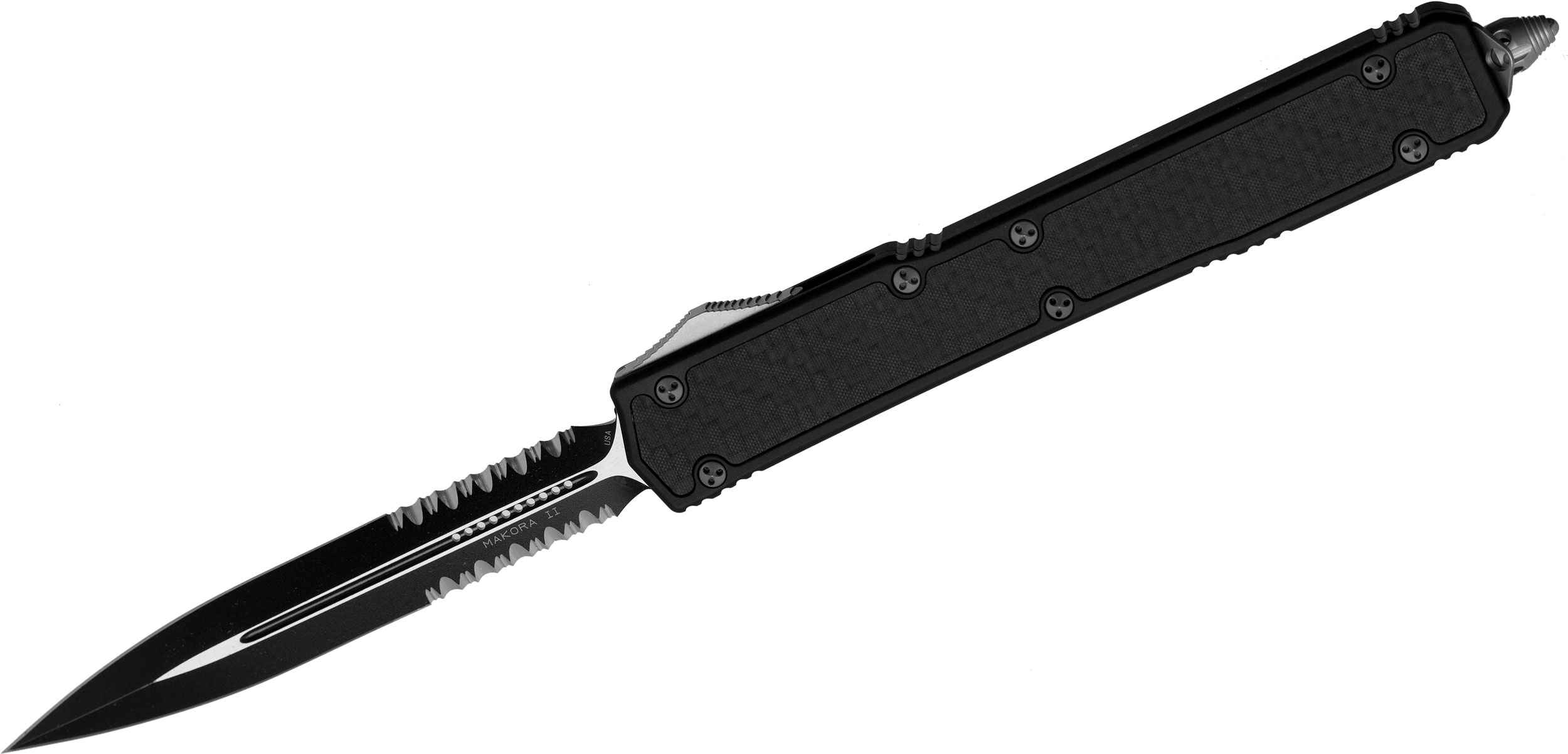 Microtech 106-2 Makora II OTF AUTO 4.45" Black Double Combo Edge Blade ...