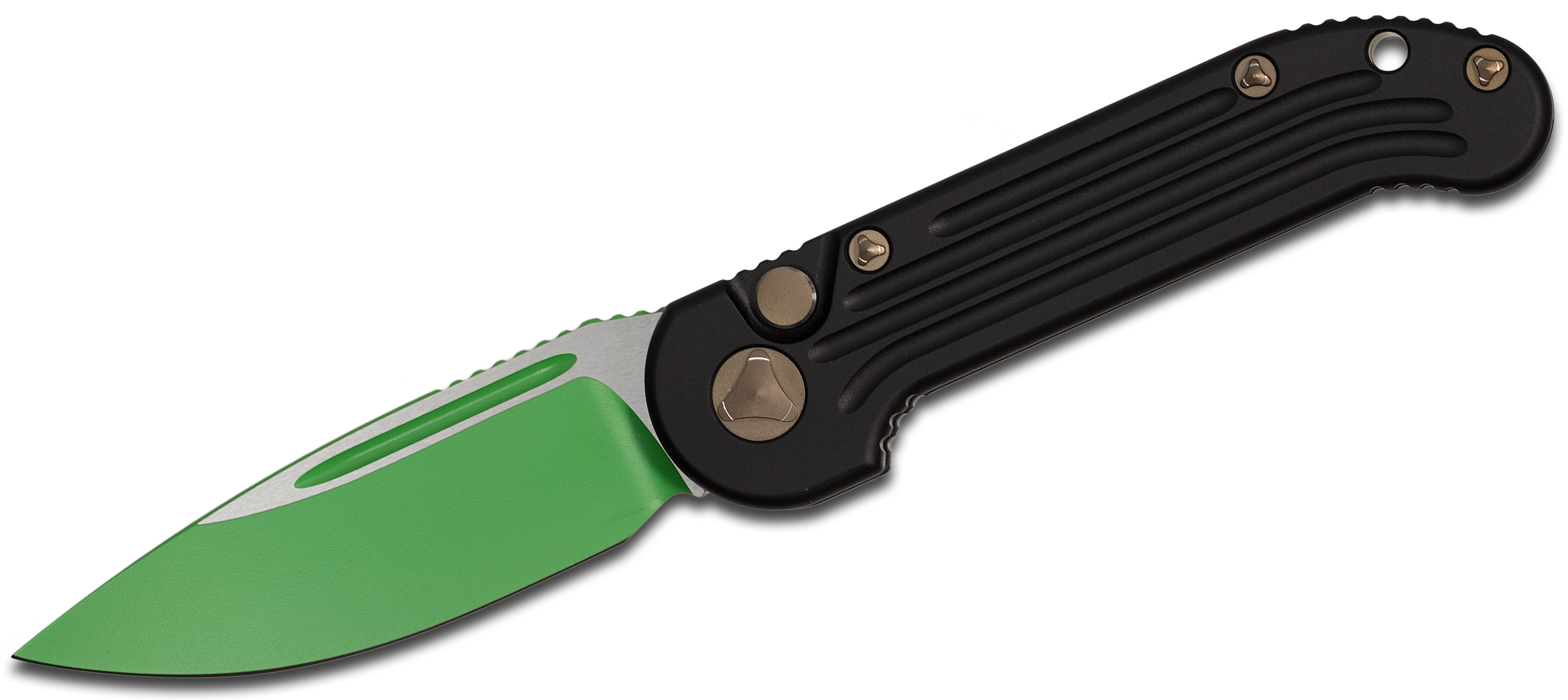 Microtech Special Jedi Master LUDT AUTO 3.375" Green Elmax Plain Blade ...