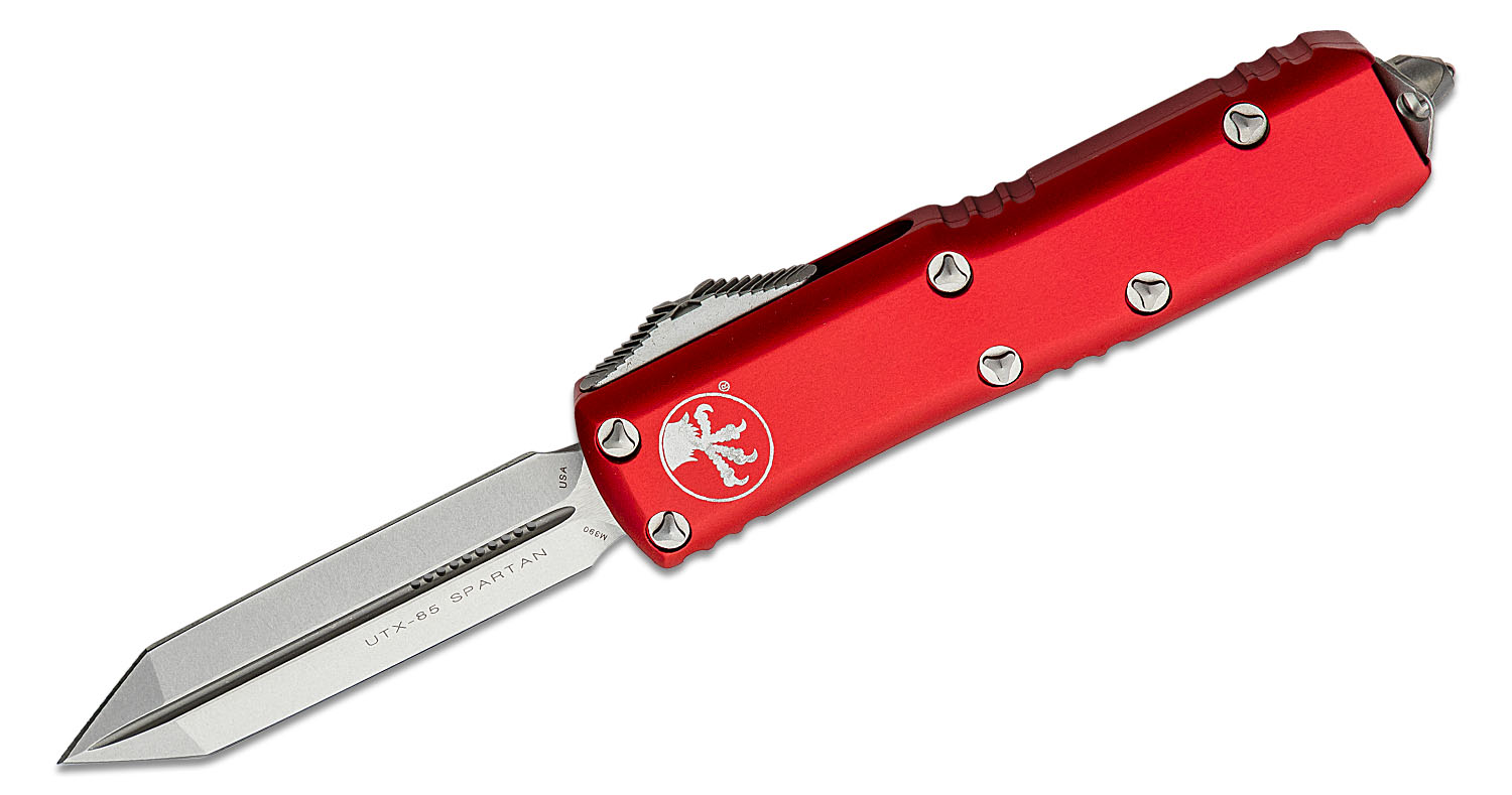 Microtech 230-10RD Spartan UTX-85 AUTO OTF 3" Stonewashed Double Edge ...