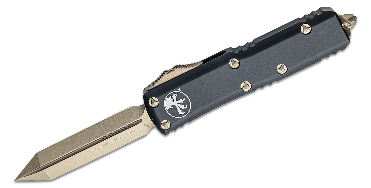 Microtech 230-13 Spartan UTX-85 AUTO OTF 3" Bronze Double Edge Tanto ...