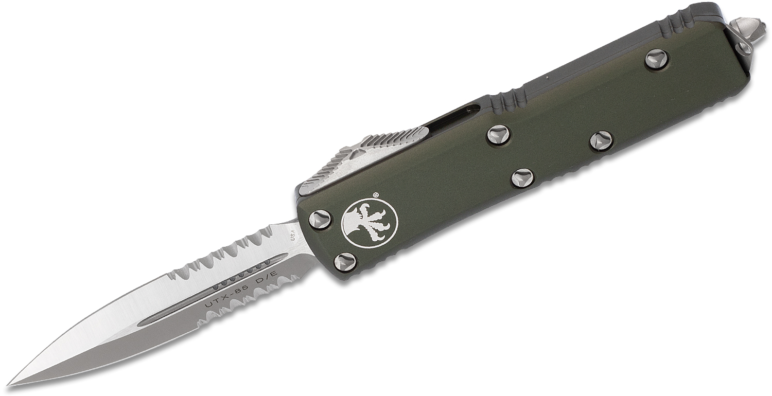 Microtech 232-5OD UTX-85 AUTO OTF 3" Satin Double Combo Edge Blade, OD ...