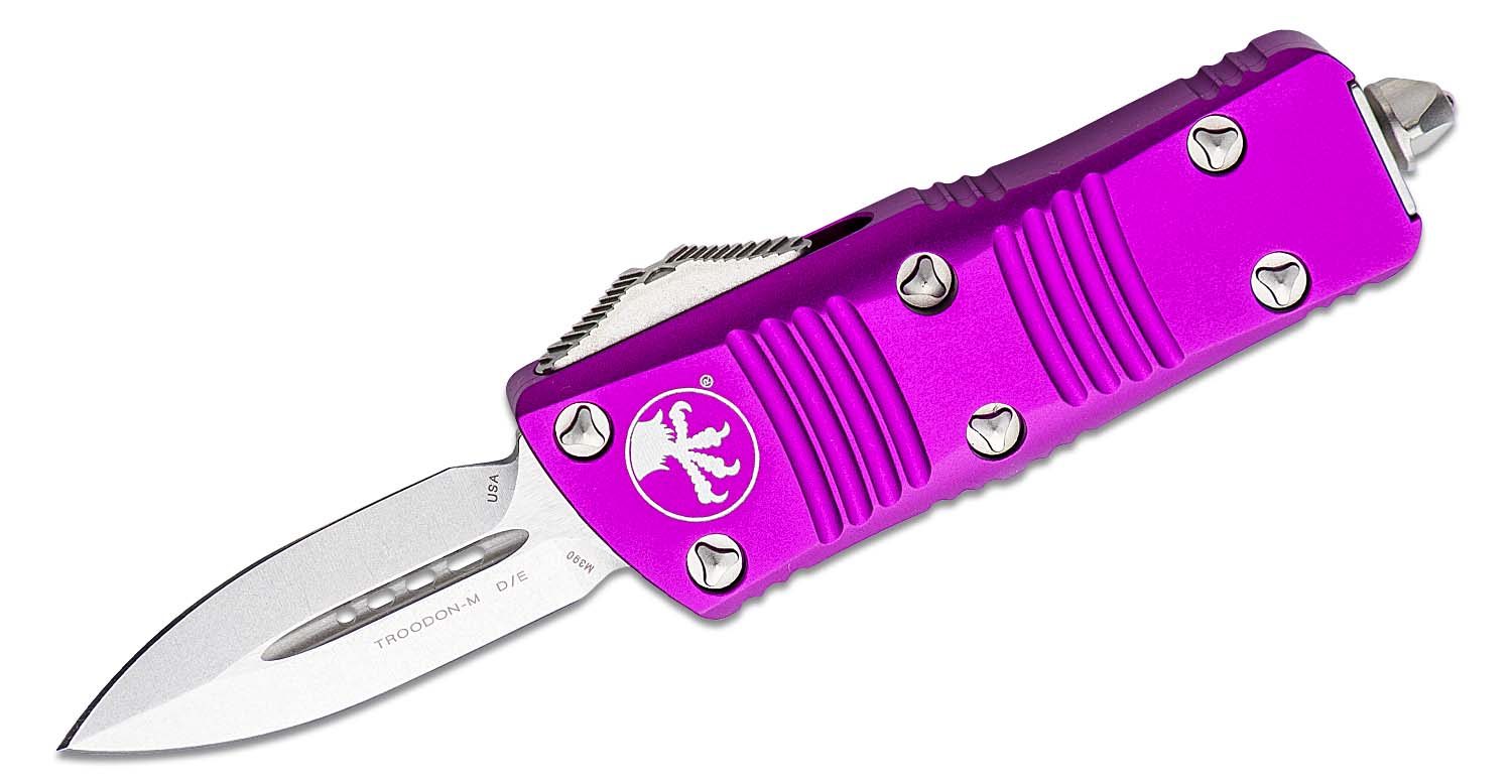 Microtech 238-10VI Troodon Mini OTF AUTO Knife 1.99" Stonewashed Double ...