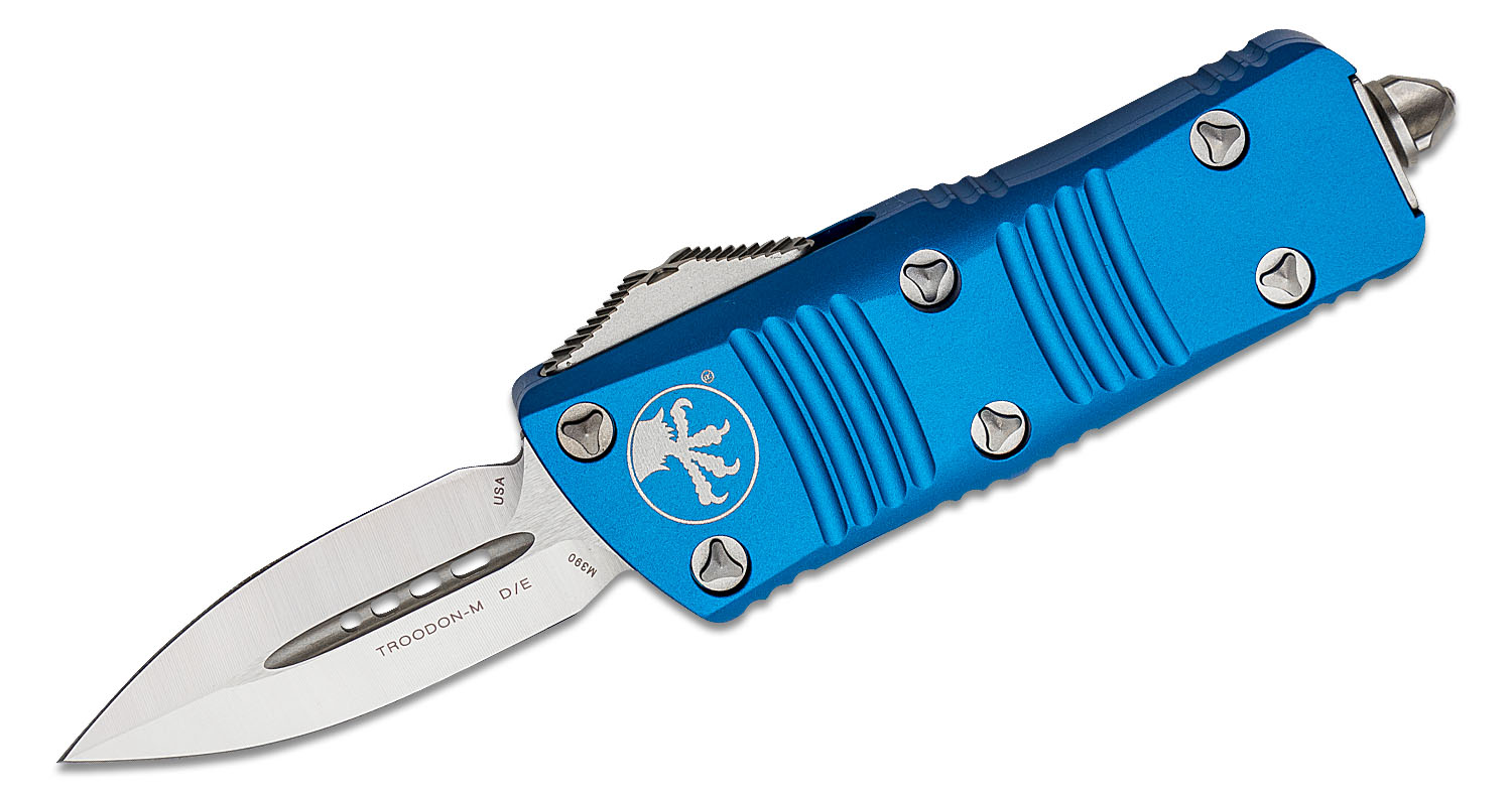 Microtech 238-4BL Troodon Mini OTF AUTO Knife 1.99" Satin Double Edge ...