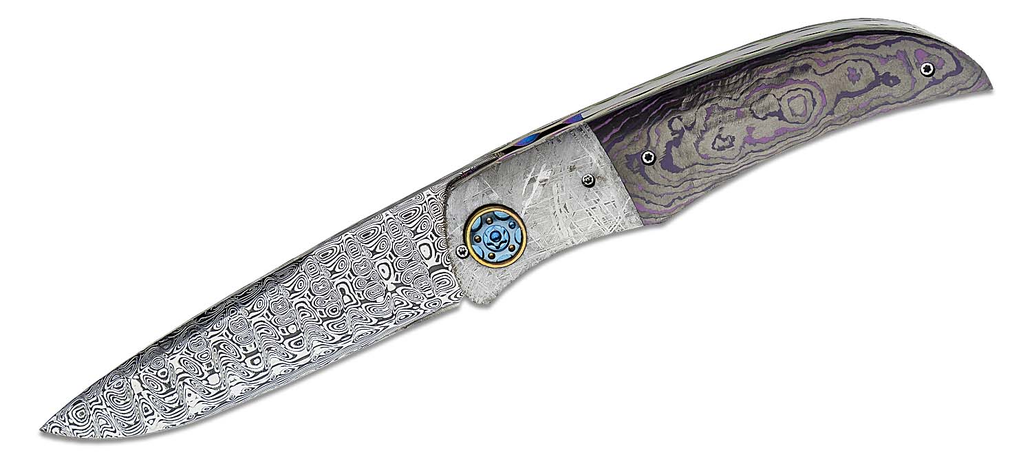 George Muller Custom LL-B Front Flipper Knife 3.5" Ladder Damasteel ...