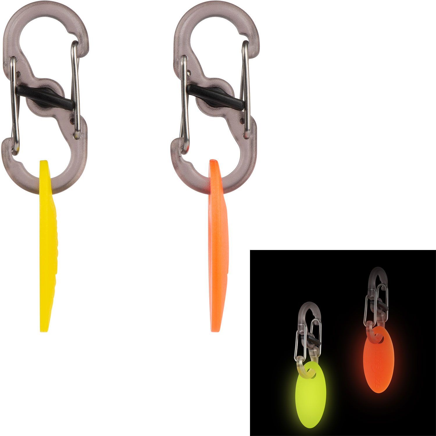Nite Ize NextGlo Glow-in-the-Dark Key ID Tags + S-Biners MicroLocks ...