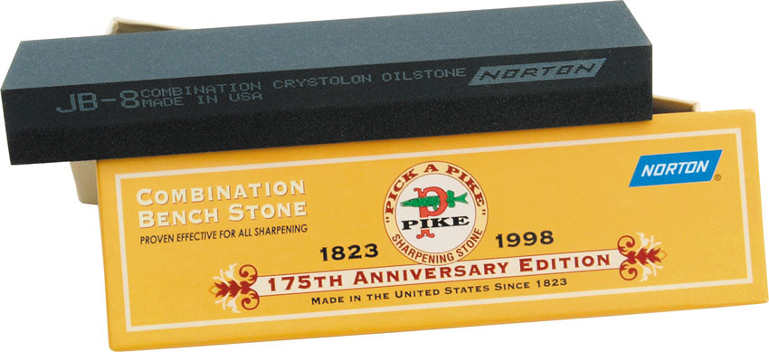 Norton 8" Pike Crystolon Sharpening Stone 8" x 2" x 1" - KnifeCenter - JB8