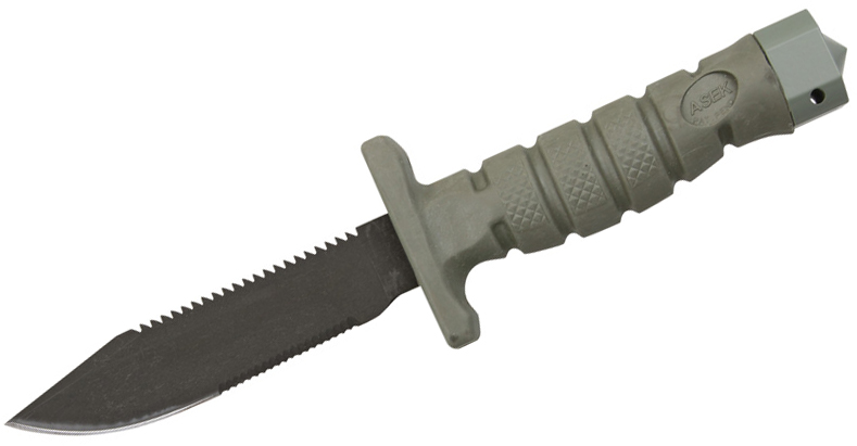 Ontario ASEK Survival Knife System FG/UC 5" Combo Blade, OD Green ...