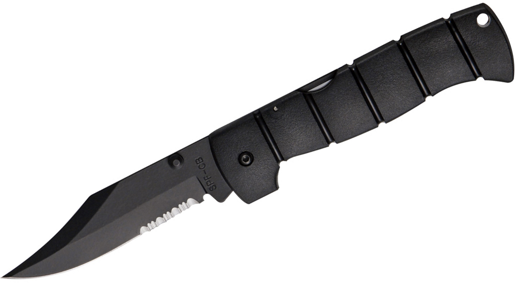 Ontario Spec Plus Folder 4" Black Clip Point Combo Blade, Black Kraton ...