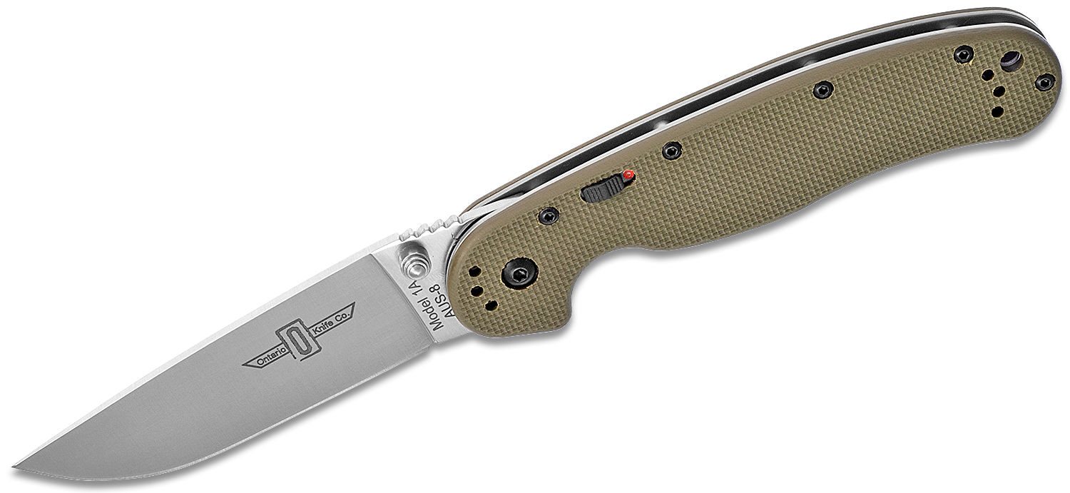 Ontario RAT Model 1-A Assisted Folding Knife 3.625" Satin Plain Blade ...