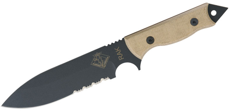 Ontario Ranger Series RAK Assault Knife 6" Combo Blade, Tan Micarta ...