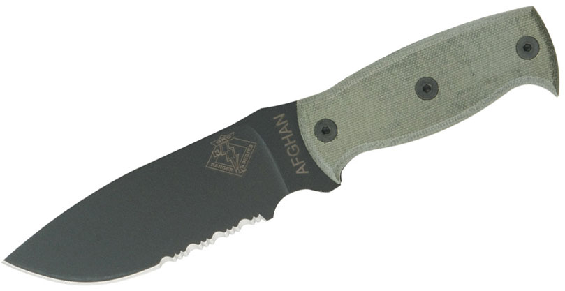 Ontario Ranger Series Afghan Knife 5" Combo Blade, Black Micarta ...