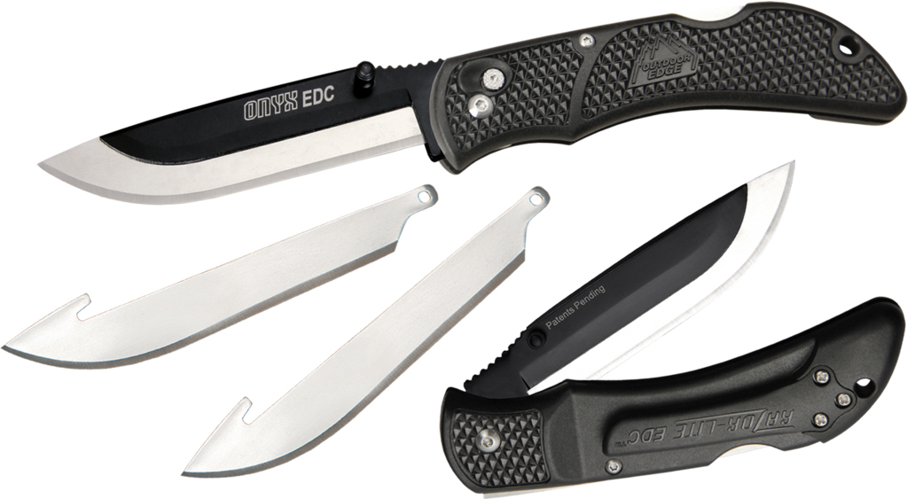 Outdoor Edge Onyx EDC Folding Hunter 3.5" Replaceable Blade, Black ...
