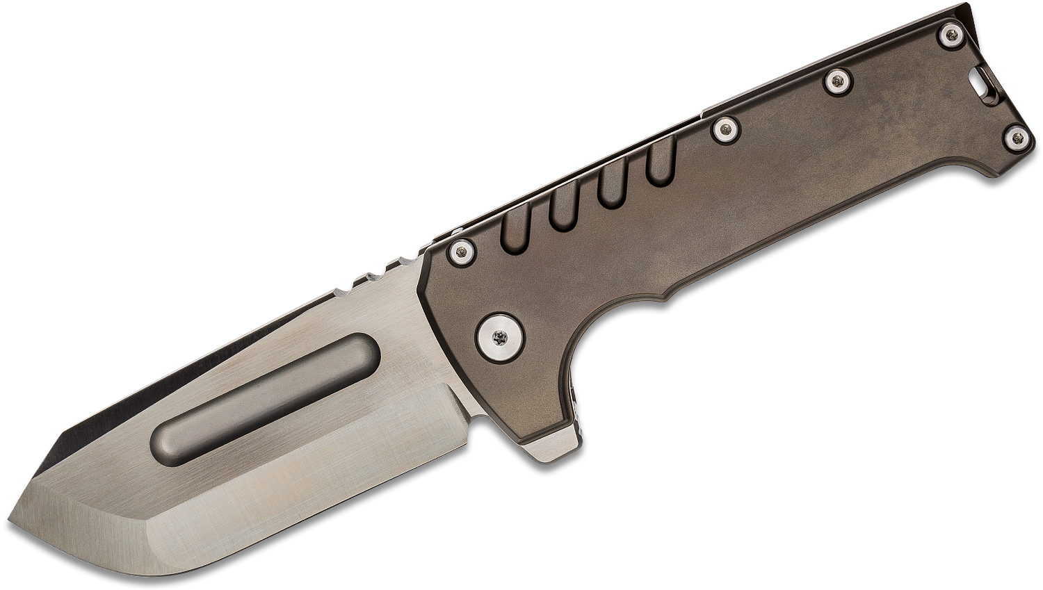 PMP Knives Grizzly Flipper Knife 4" D2 Reverse Tanto Blade, Bronze ...