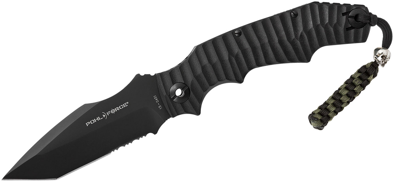 Pohl Force Alpha Five Survival Tanto Folder 4.44" Black CTS-BD1 Combo ...