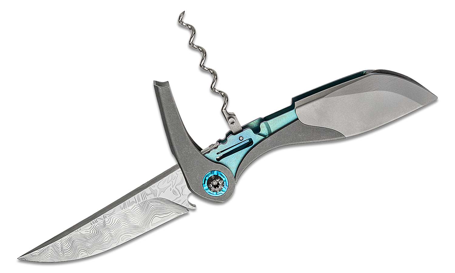 Prince Customs Fion #011 Corkscrew Folding Knife 3.625" Damasteel Drop ...