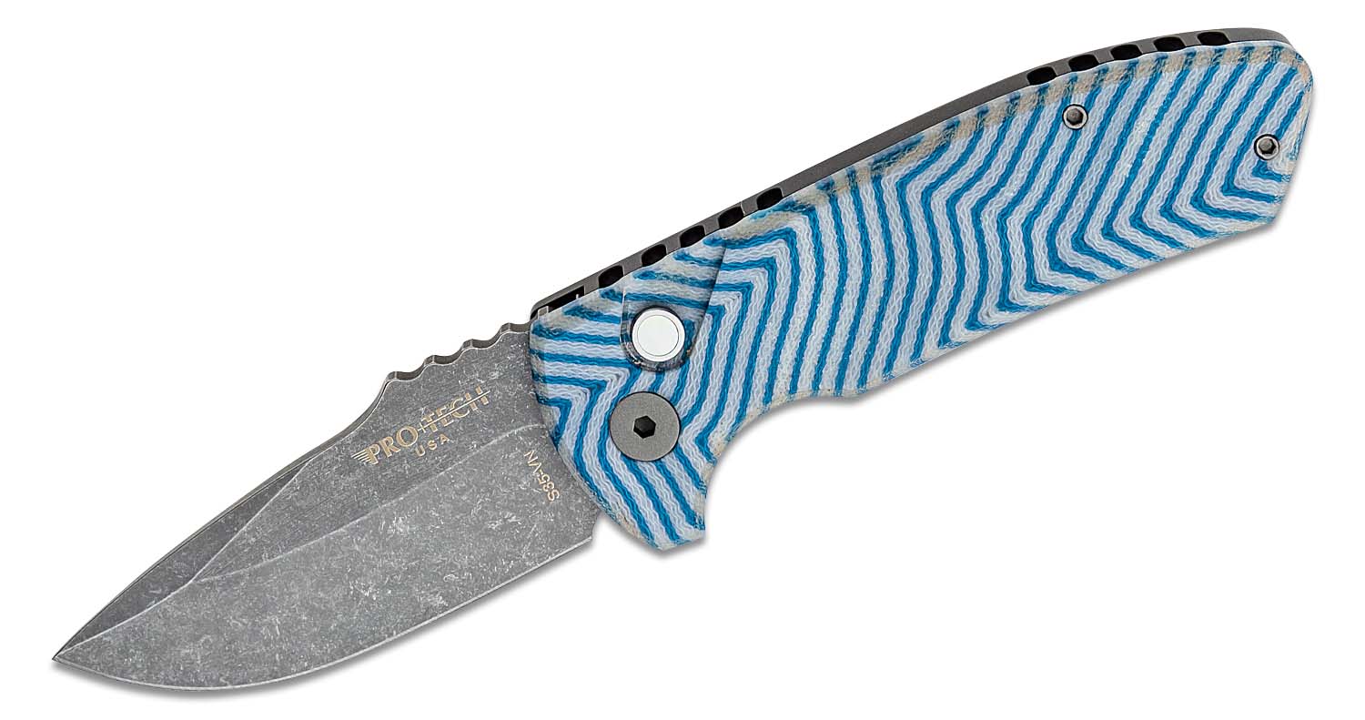Pro-Tech Les George SBR Short Bladed Rockeye AUTO Folding Knife 2.5" S35VN Acid Washed Plain ...