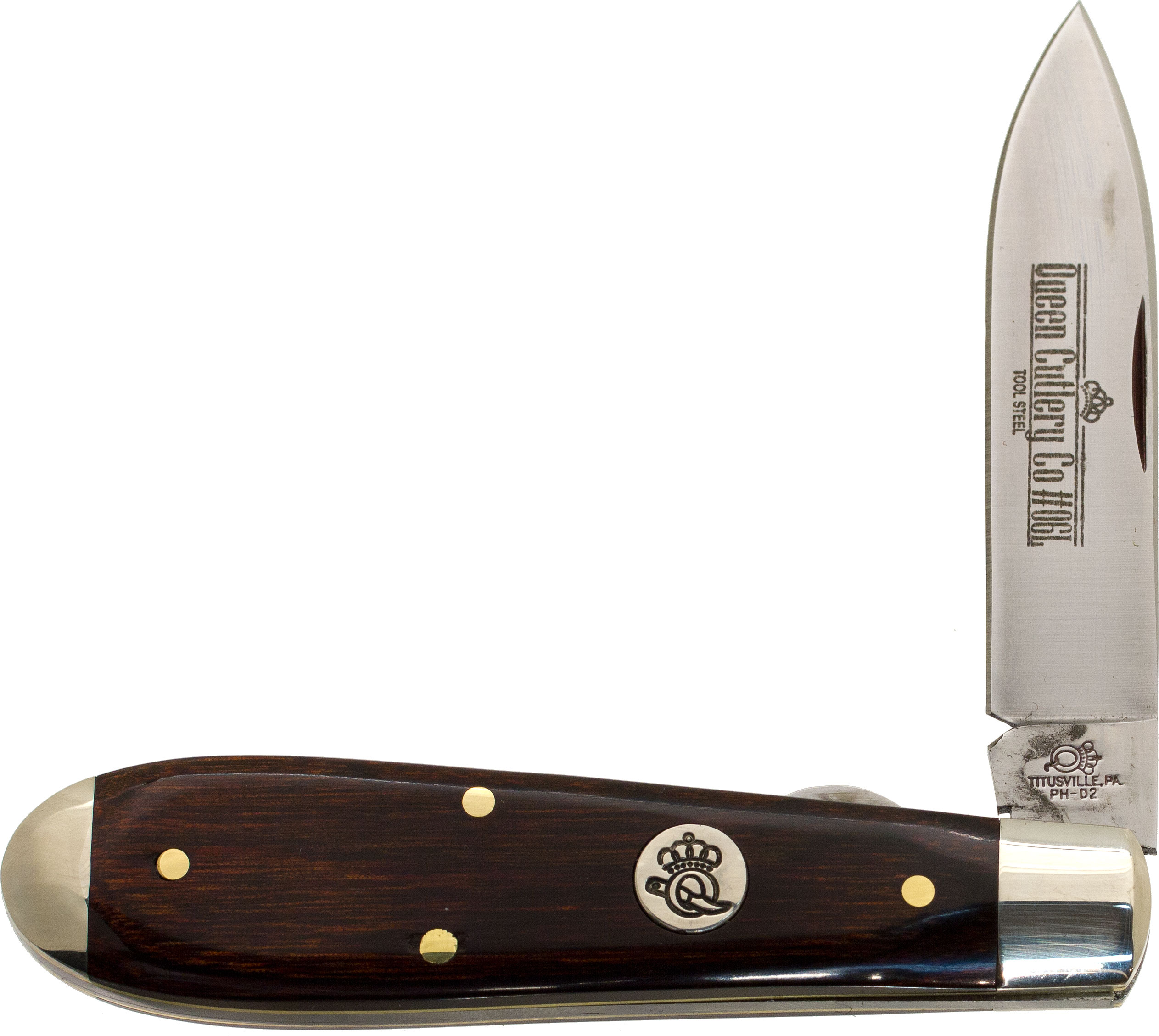 Queen Walnut 6L Tear Drop Liner Lock, D2 Tool Steel Blade, 3-3/4 ...