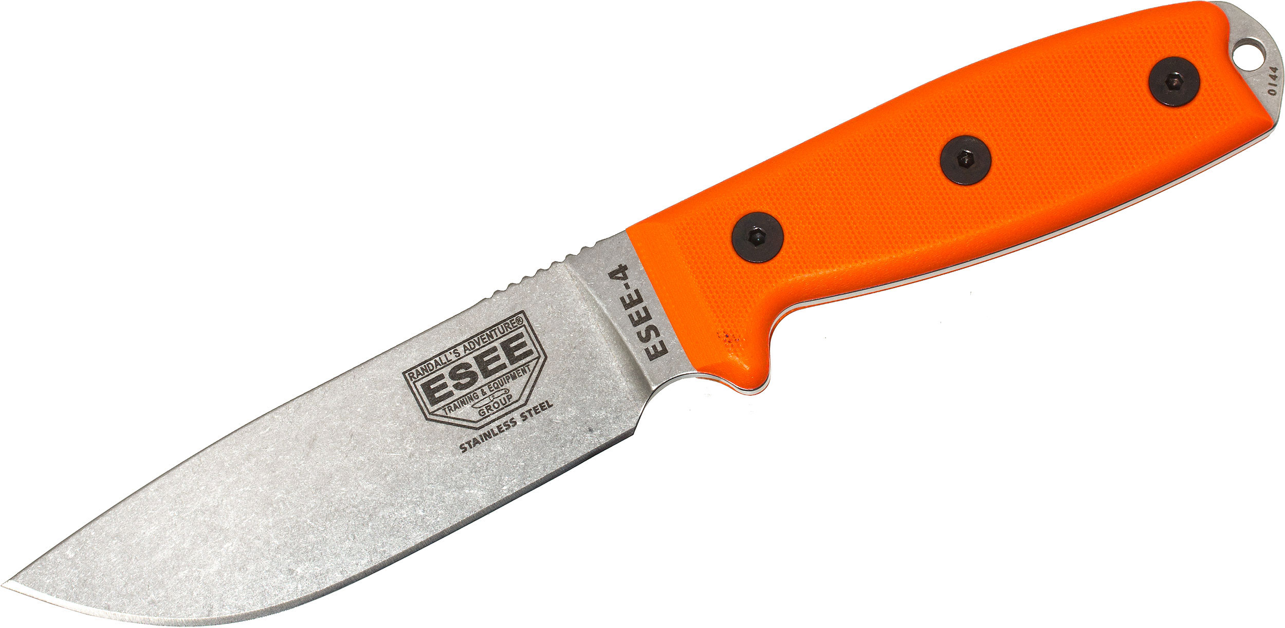 ESEE Knives ESEE-4P-MB-SS-OR 440C Stainless Plain Edge, Orange G10 ...