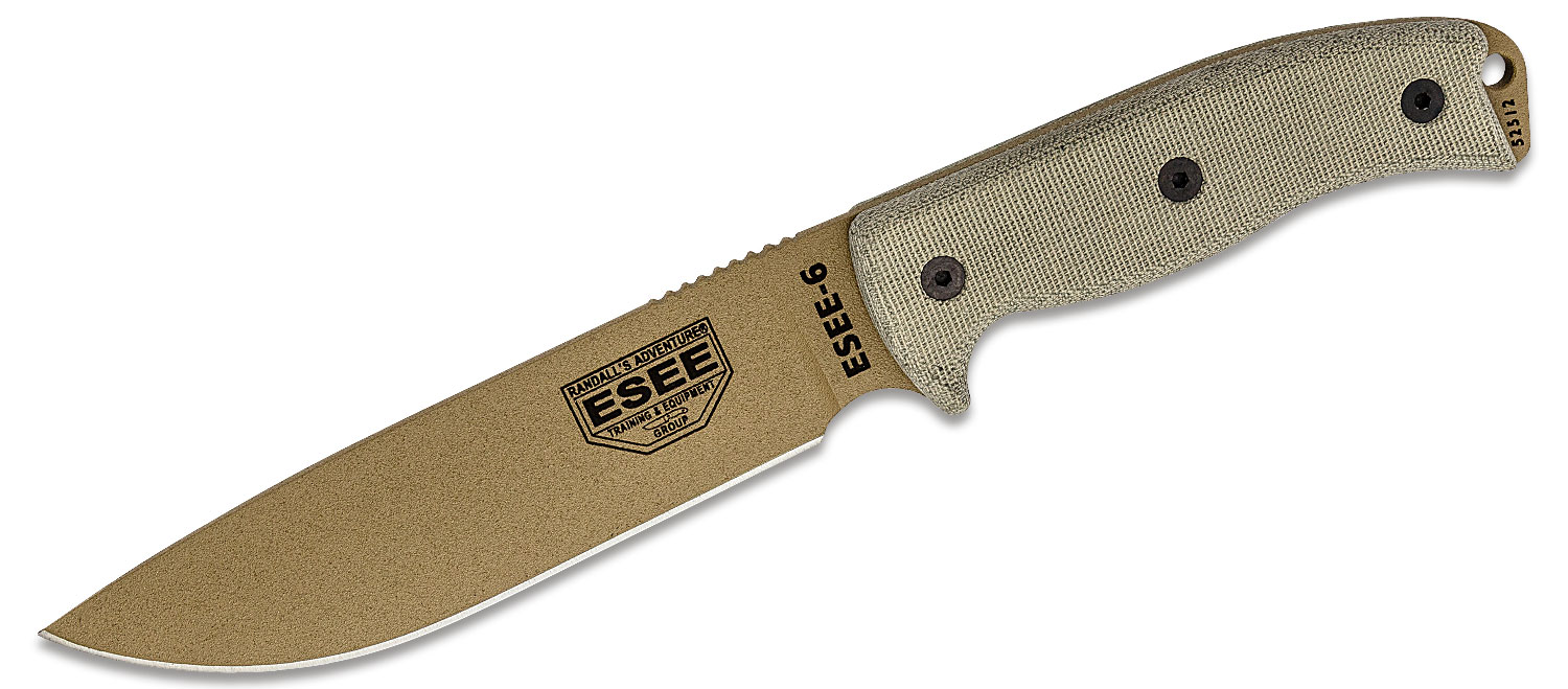 ESEE Knives ESEE-6P-DE Dark Earth Plain Edge, Black Sheath, Clip Plate ...