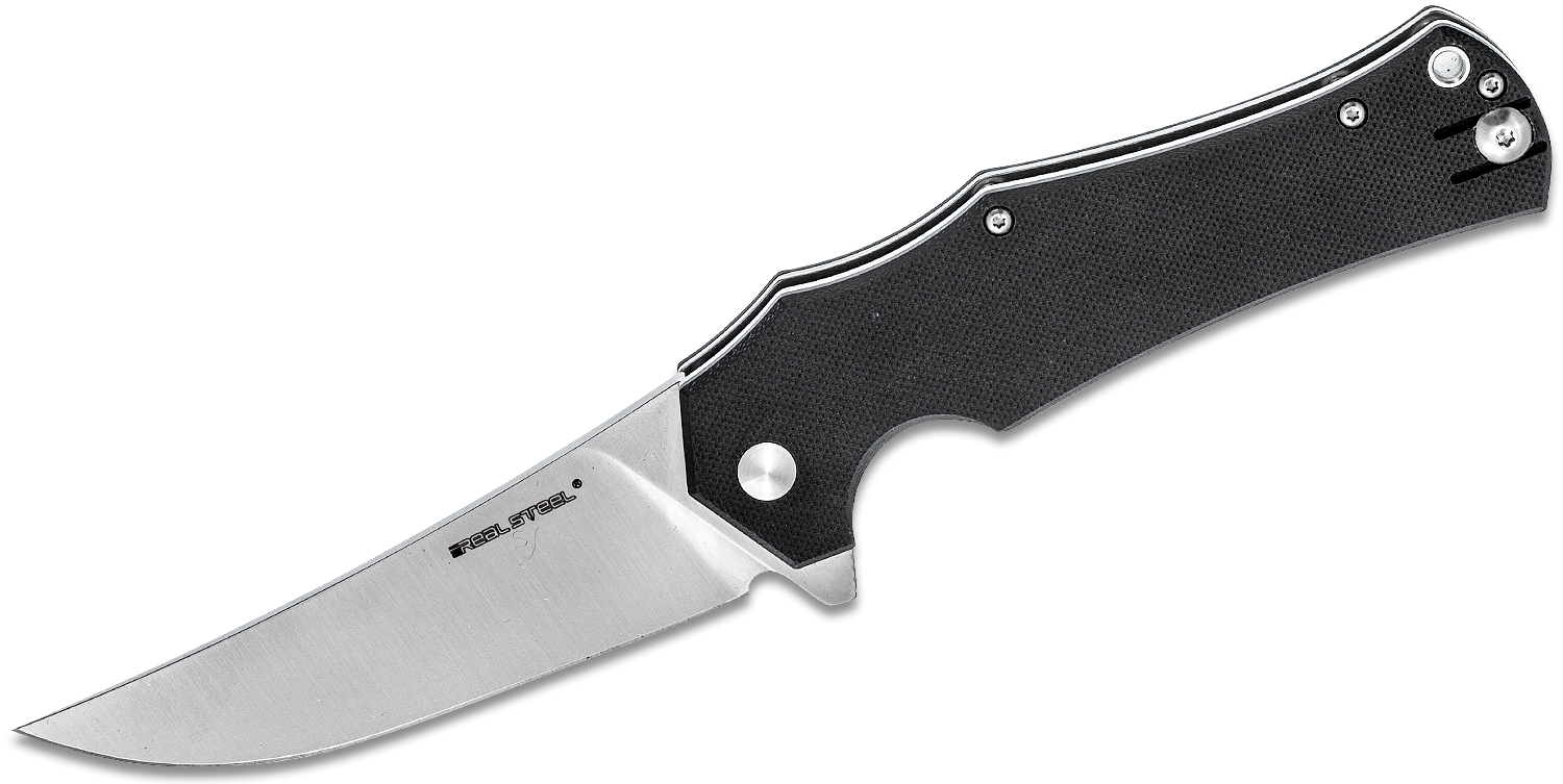 Real Steel Knives Archangel Flipper Knife 3.86" D2 Trailing Point Blade ...