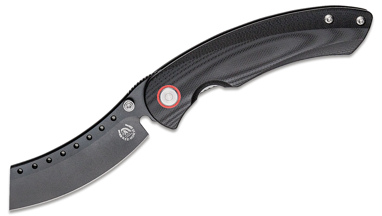 Red Horse Hell Razor P Liner Lock Folding Knife 3.625" Black PVD Plain ...