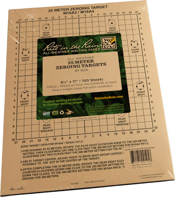 Rite in the Rain 25 Meter M4/M16 Carbine Zeroing Target 8-1/2" x 11 ...