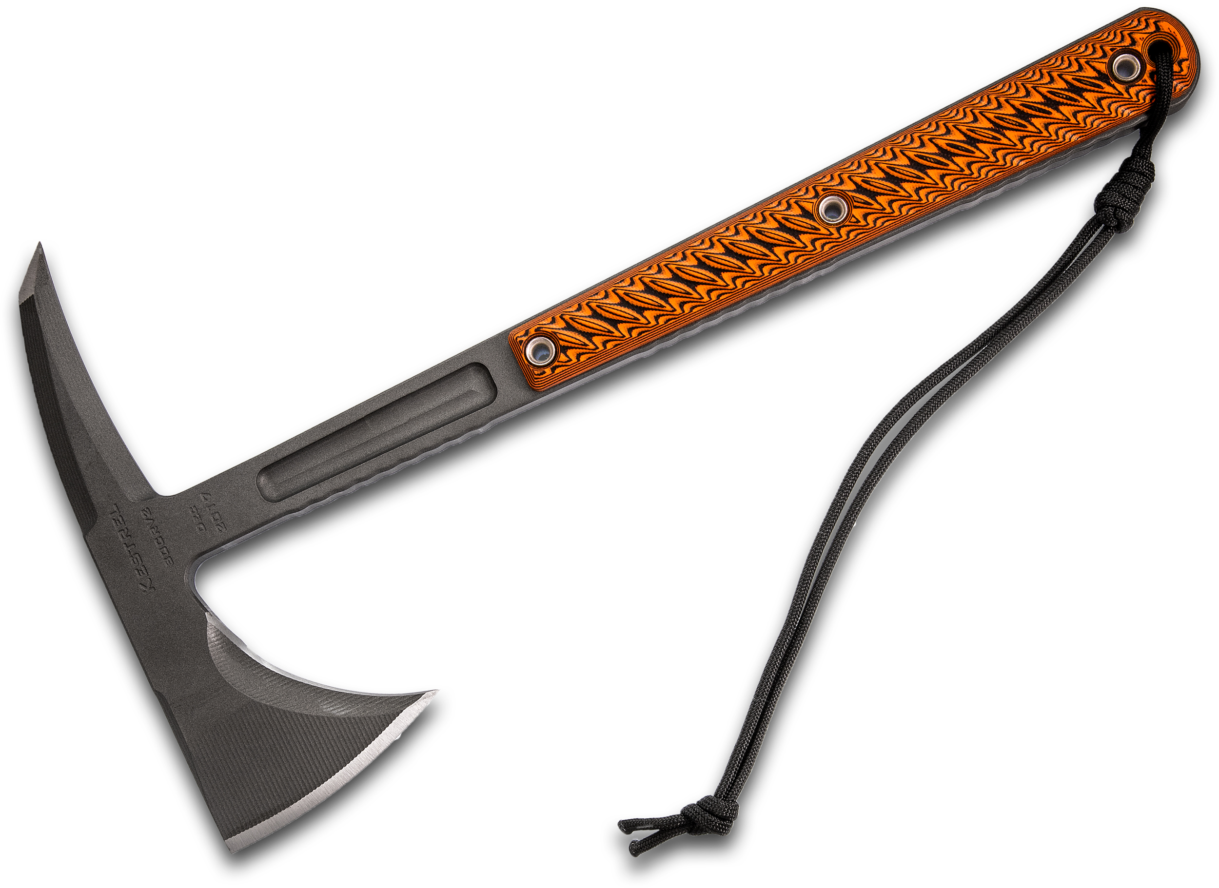 RMJ Tactical Kestrel Tomahawk 13" Overall, Black/Orange G10 Handle ...