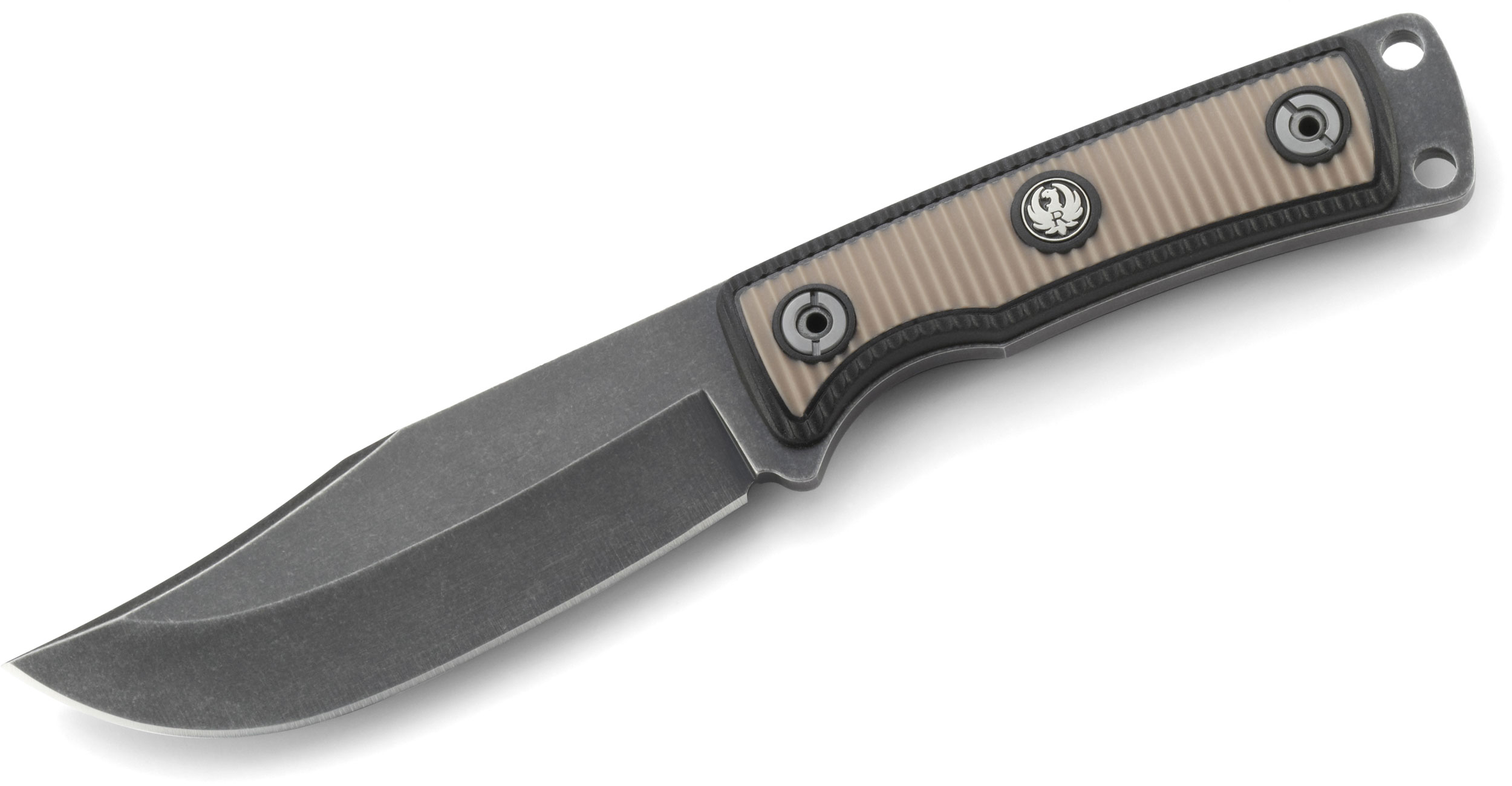 Ruger Powder-Keg Fixed 4.6" Black Stonewashed Clip Point Blade, Tan and ...