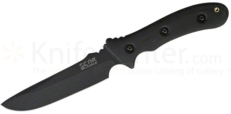 SCAR Blades Crusader Fixed 5-3/8" Black Blade, Black Micarta Handles ...