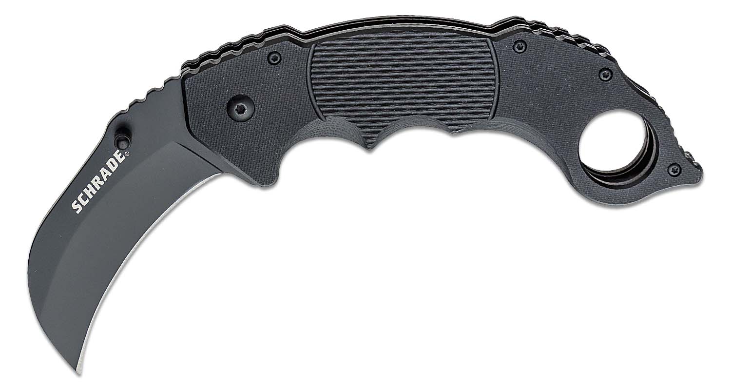 Schrade SCH110 Folding Karambit 3.15" Black 9Cr18MoV Hawkbill Blade ...
