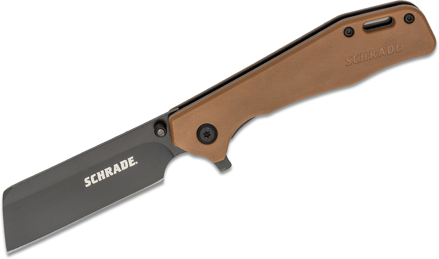 Schrade Ultra-Glide Cleaver Flipper Knife 3.25" Black Cleaver-Style ...