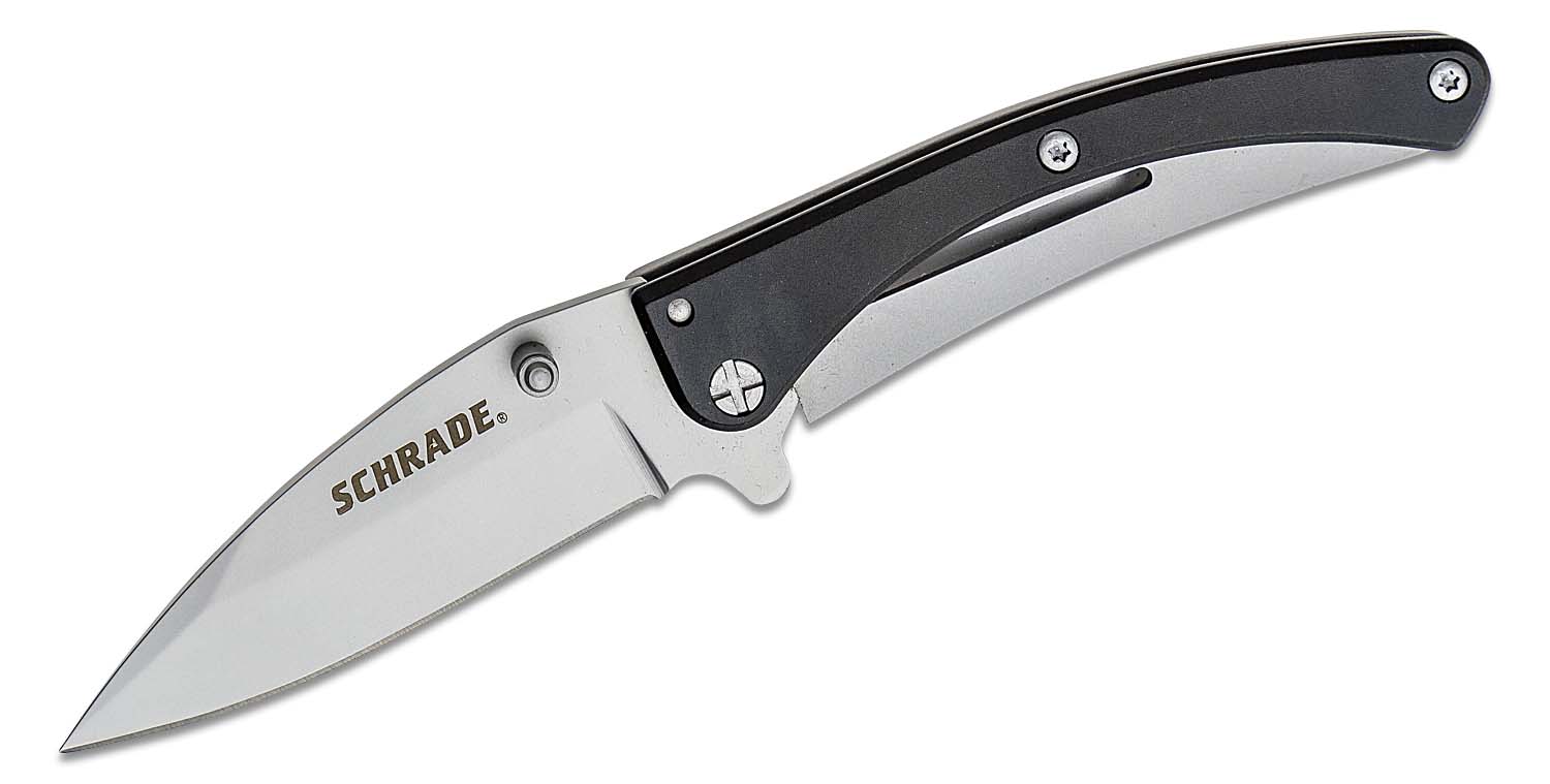 Schrade SCH222BK Frame Lock Folding 2.56" Plain Blade, Black Aluminum ...