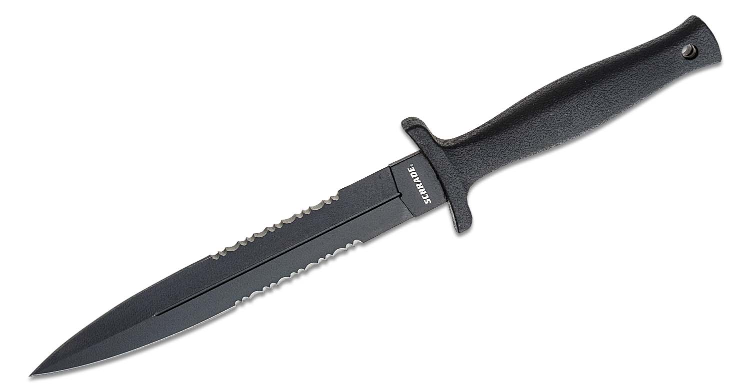 Schrade SCHF44LS Tactical Boot Knife 7.62" Black Double Edge Combo ...