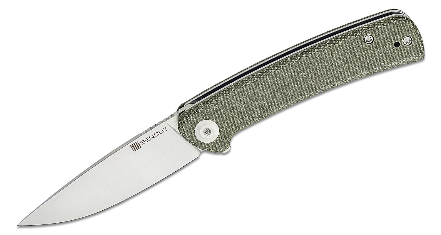Sencut Knives SA09C Neches Flipper Knife 3.2" Satin 10Cr15CoMoV Drop ...