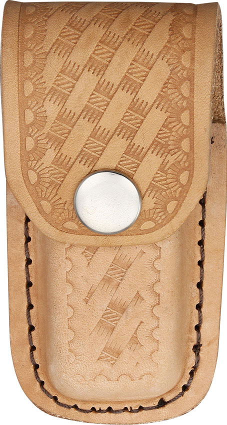 Basketweave Leather Sheath (Natural) Fits 3" to 3-1/2" Folders ...