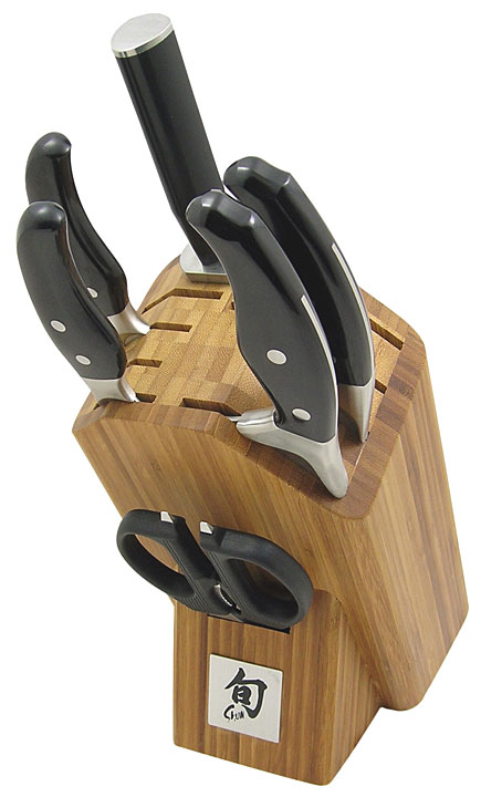 Shun Ken Onion 7 Piece Kitchen Knife Bamboo Block Set - KnifeCenter ...