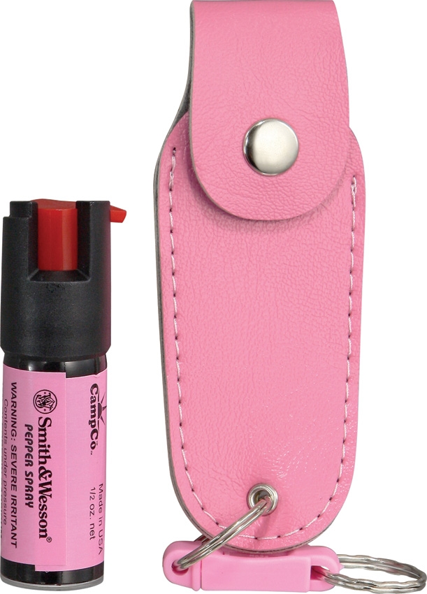 Smith & Wesson Keychain Pepper Spray, Pink Leather Holster (0.5 oz ...